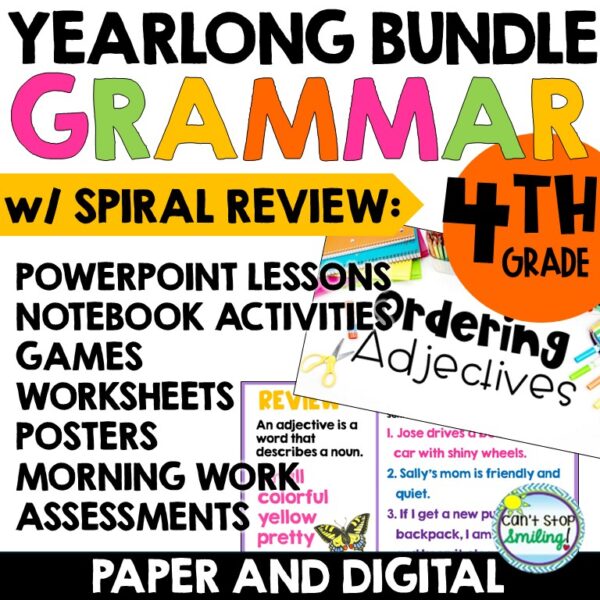4th Grade Grammar Curriculum Yearlong Spiral Review Daily Lessons ...