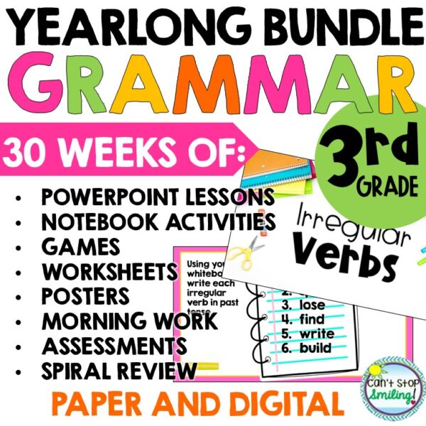 3rd Grade Grammar Activities YEARLONG Spiral Review Daily Lessons ...